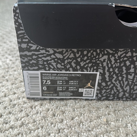 Jordan | Shoes | Air Jordan 3 Retro Black Cement Gold Womens Nwt And ...